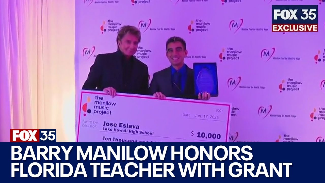 Barry Manilow honors Florida teacher with $10,000 check - YouTube