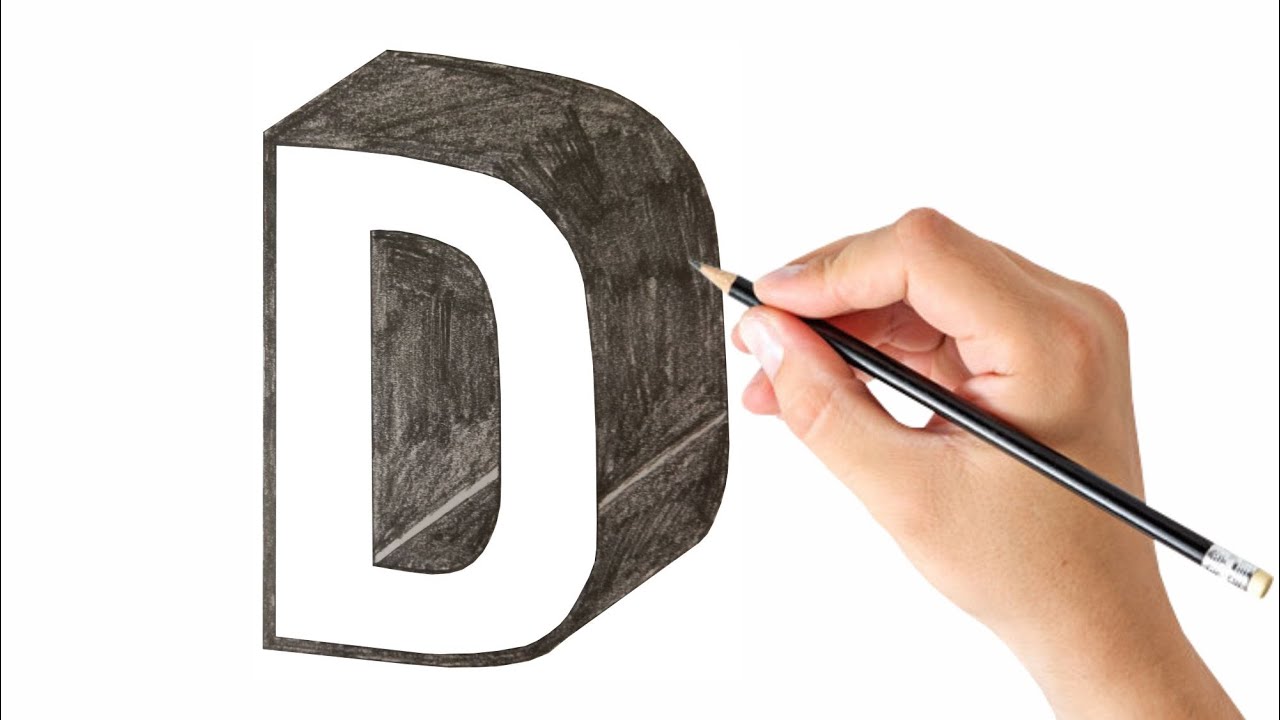 How to draw 3D letter D Step By Step | Easy Drawing Tutorial - YouTube