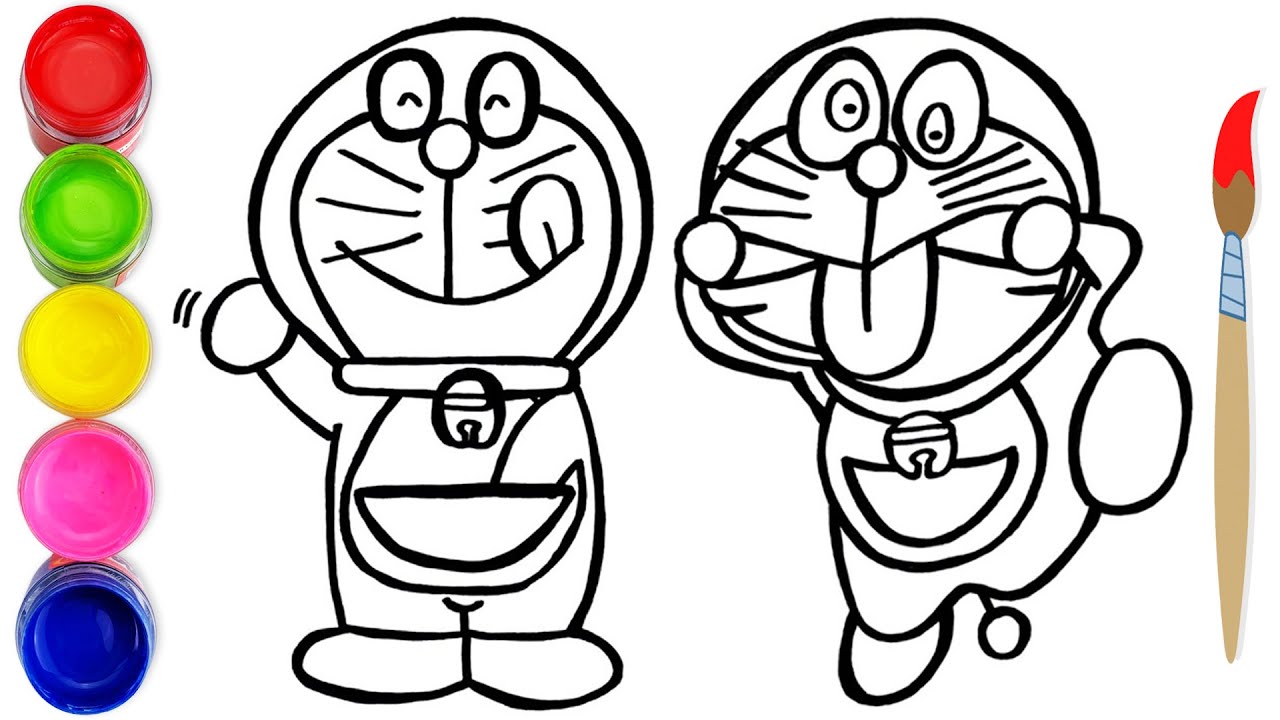 LET'S LEARN TO PAIN, DRAW AND COLOR VERY CUTE DORAEMON - YouTube