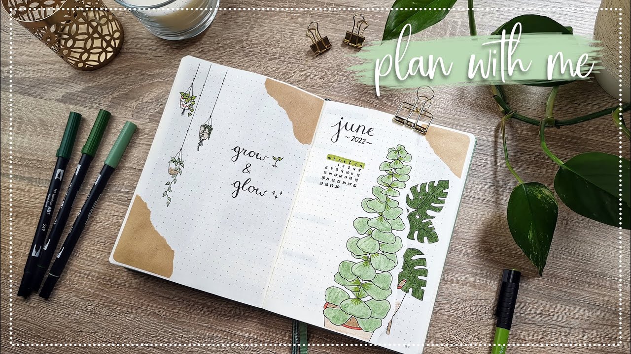 June Bullet Journal Setup | house plant theme - YouTube
