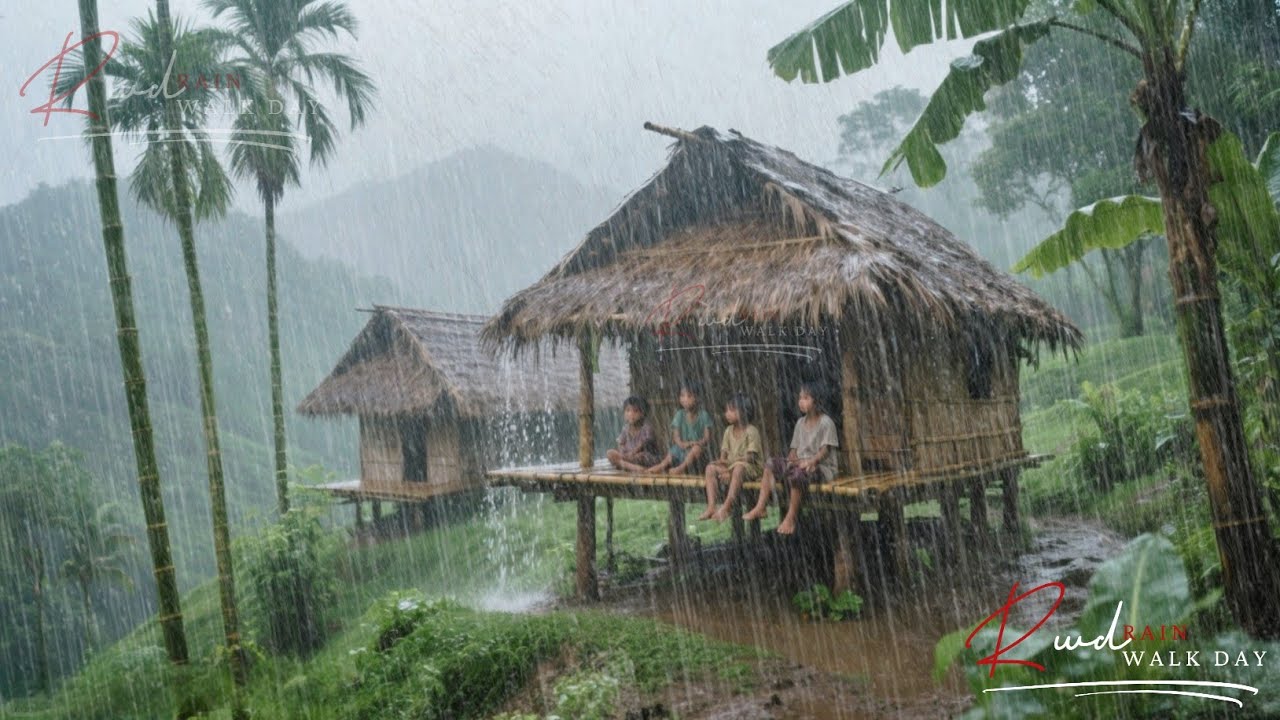 HEAVY RAIN FALLS FROM HEAVEN FOR A SErene HEAVENLY VILLAGE LIFE - YouTube