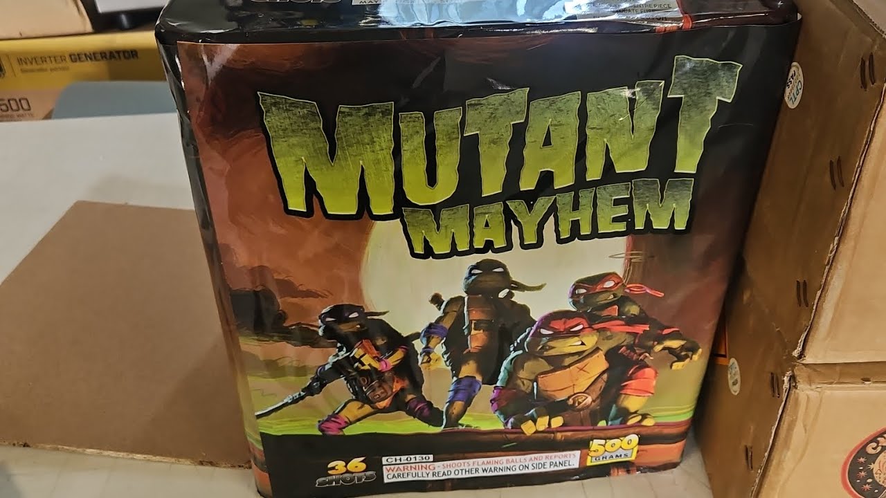 Mutant Mayhem 36 shot 2 inch cakes Firework!!!!! - YouTube