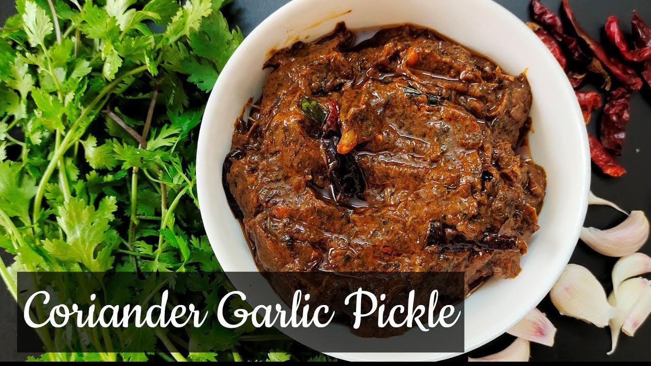 Tasty Homemade Coriander Pickle | Kothimeera Nilava Pachadi Recipe ...