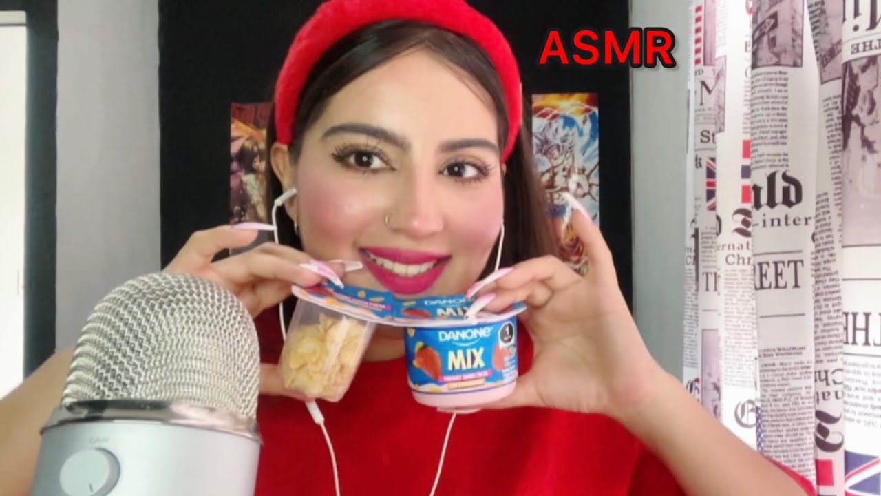 ASMR comiendo yogurt👅 | lamiendo la tapita | Mukbang #mouthsounds - YouTube