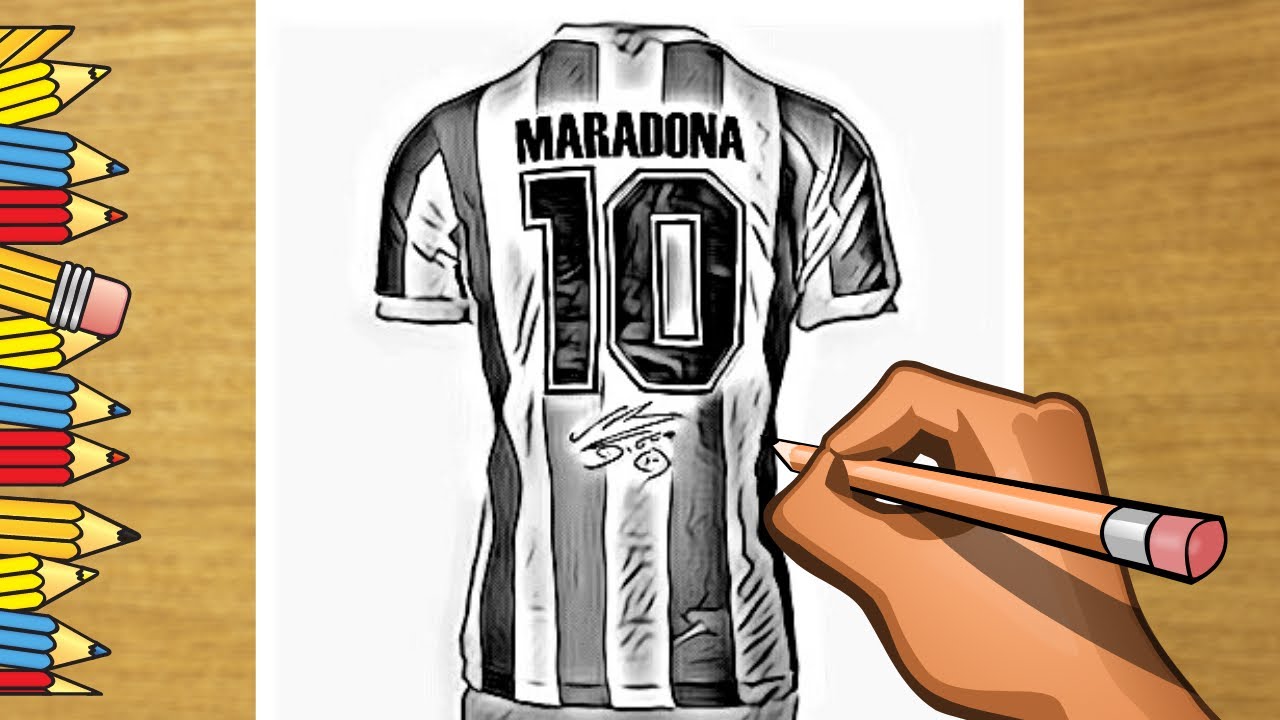 How To Draw Maradona’s Shirt Step By Step - Drawing Diego Maradona With ...