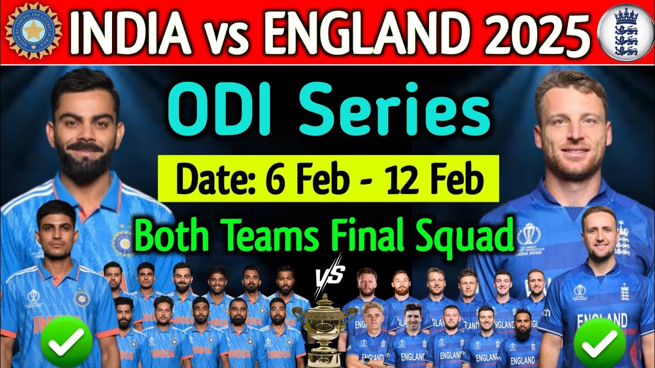 India vs England ODI series 2025 | India vs England Odi Squad 2025 ...