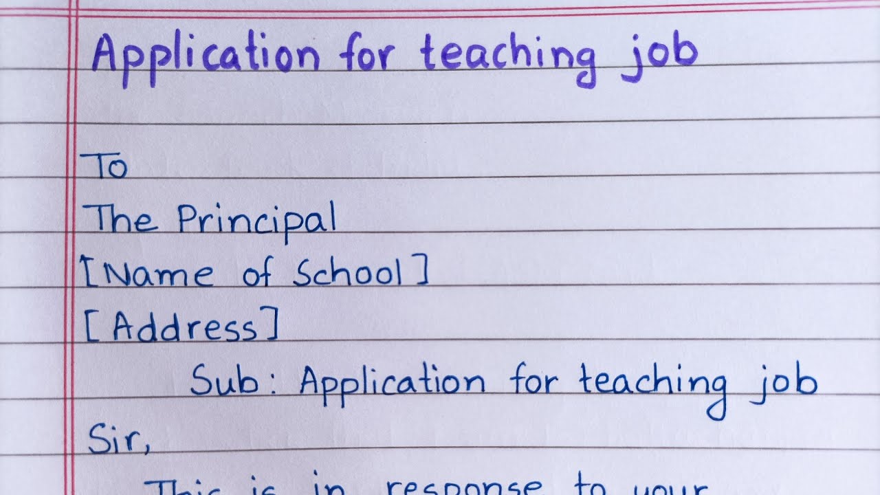 Application for teacher job || how to write an application for teaching ...