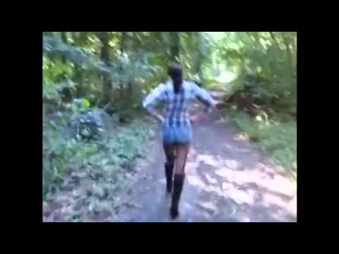 Walking In  Micro Skirt Stockings And Knee Boots