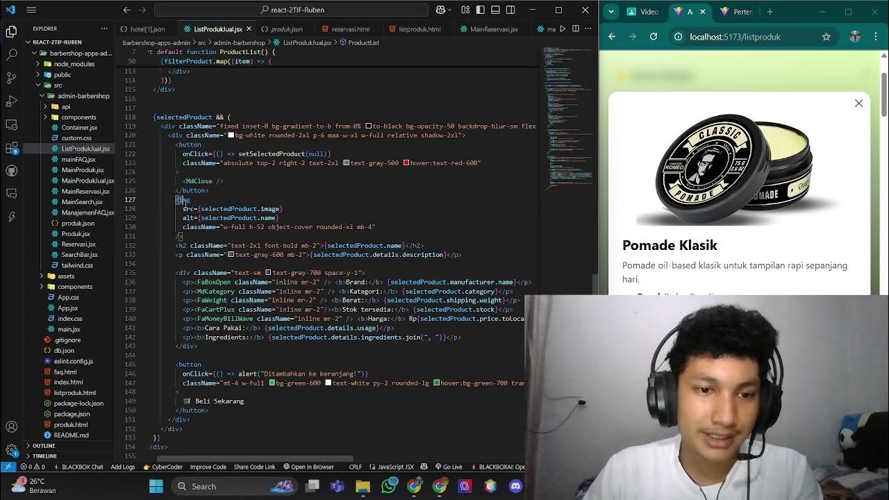 Penerapan data dari file .json ke react js dan penerapan search atau filter pada react js - YouTube