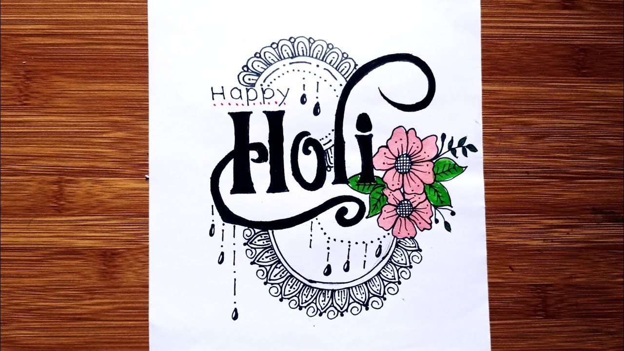 Holi drawing easy and beautiful/Happy Holi poster drawing/Holi special ...