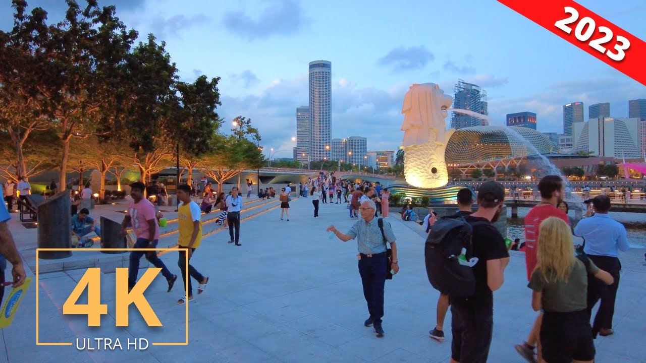 Promenade Walk: Singapore 🇸🇬 Marina Bay | Evening | 4K | Street Walk ...