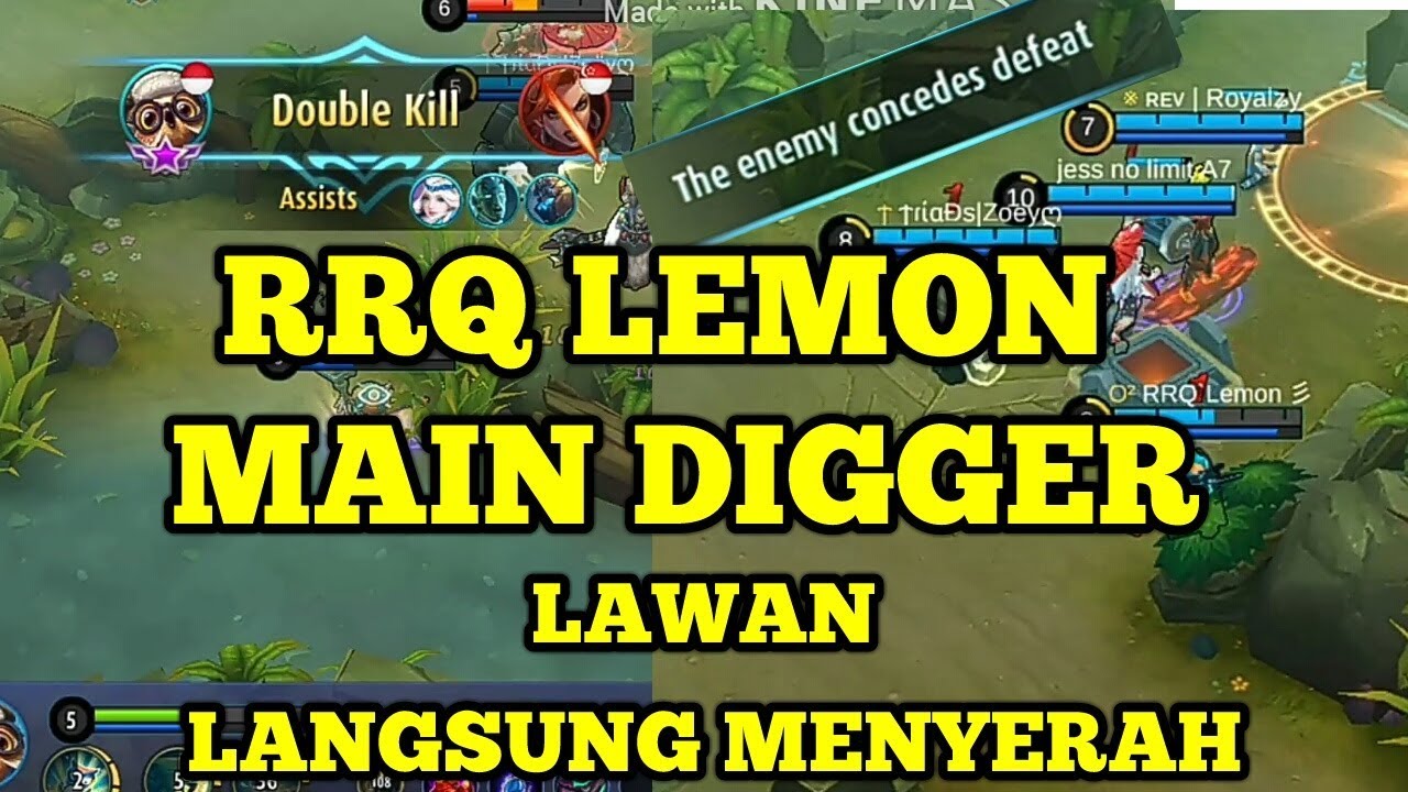 RRQ LEMON' MAIN DIGGER MUSUH MENYERAH !!! - GIVEAWAY SKIN MOBILE LEGEND ...
