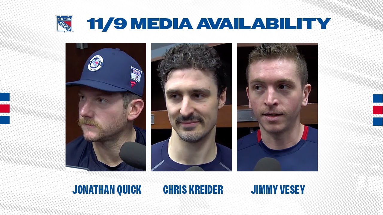 NYR at DET: Jonathan Quick, Chris Kreider & Jimmy Vesey Postgame ...