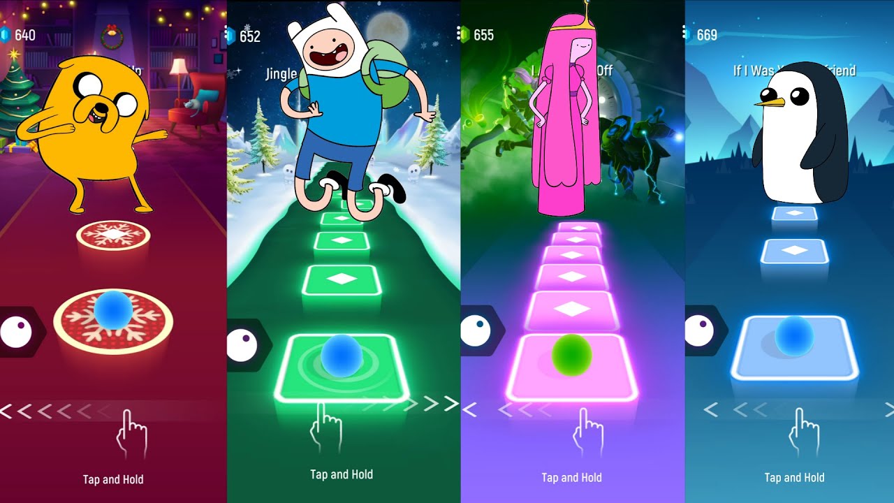 Adventure Time Tiles Hop EDM - Finn vs Jake vs Gunter vs Princess ...