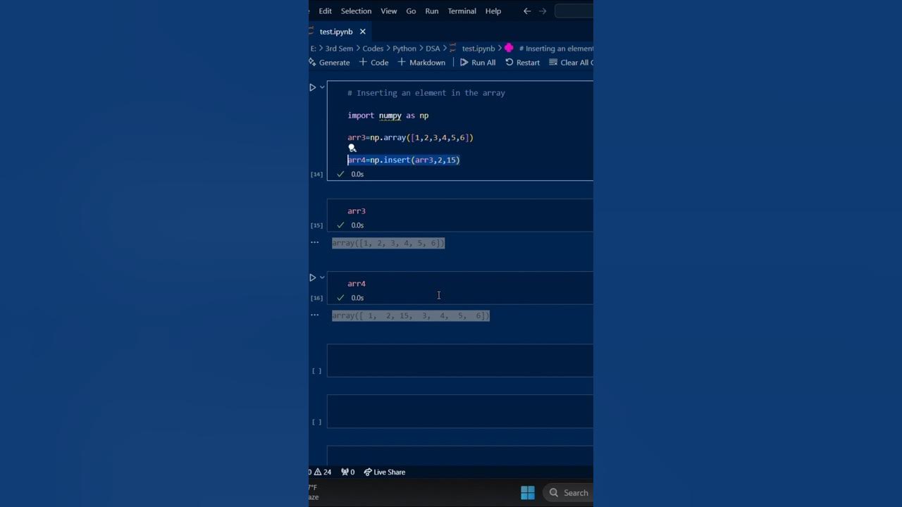 Insert Elements into an Array in Python! 🐍📥 #PythonTips #shorts - YouTube