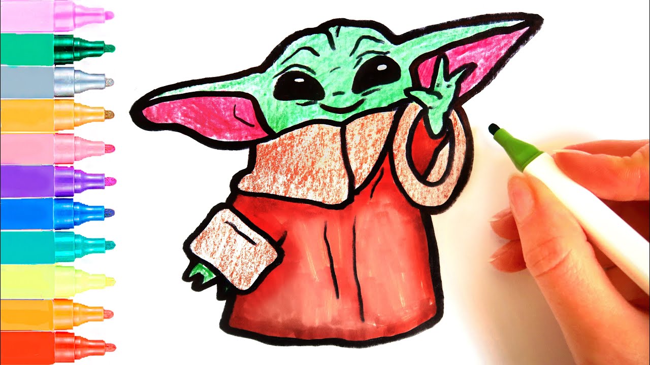 HOW TO DRAW GROGU from The Mandalorian (baby yoda). КАК НАРИСОВАТЬ ...