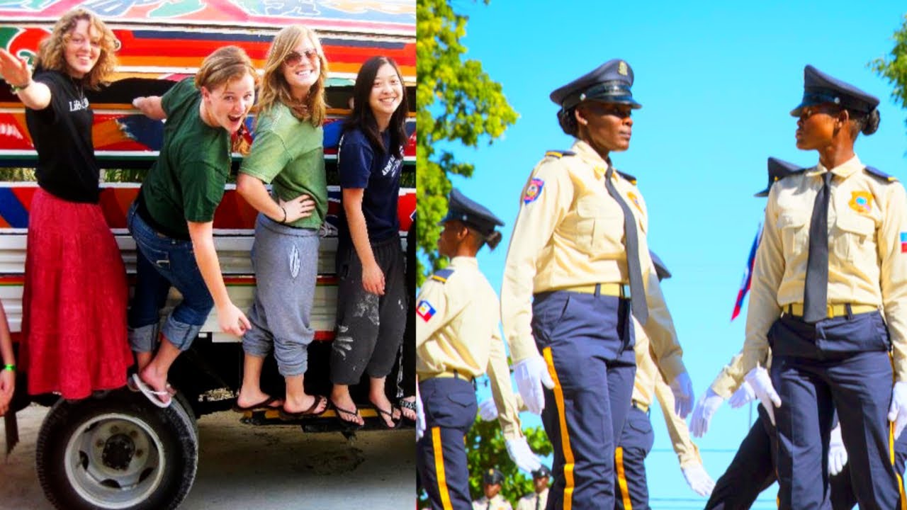 Riding on the edge of a tap tap in Haiti - YouTube