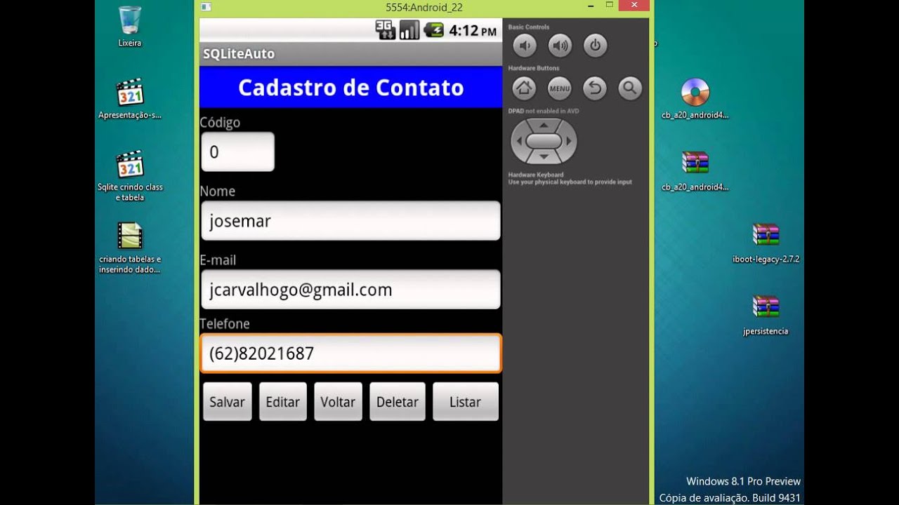 Demonstraçao Inserindo Dados Sqlite Android De Forma Pratica Youtube