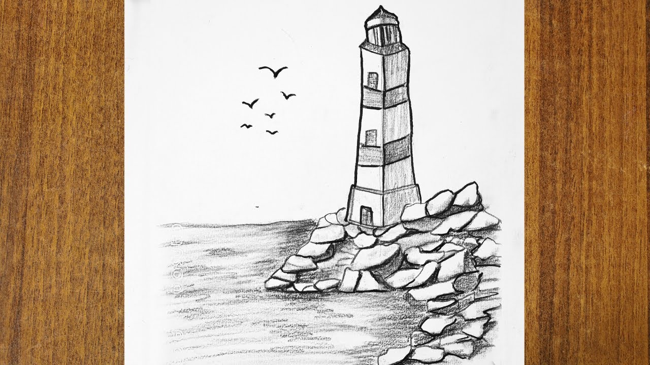 How to draw a lighthouse easy || Drawing a lighthouse - YouTube
