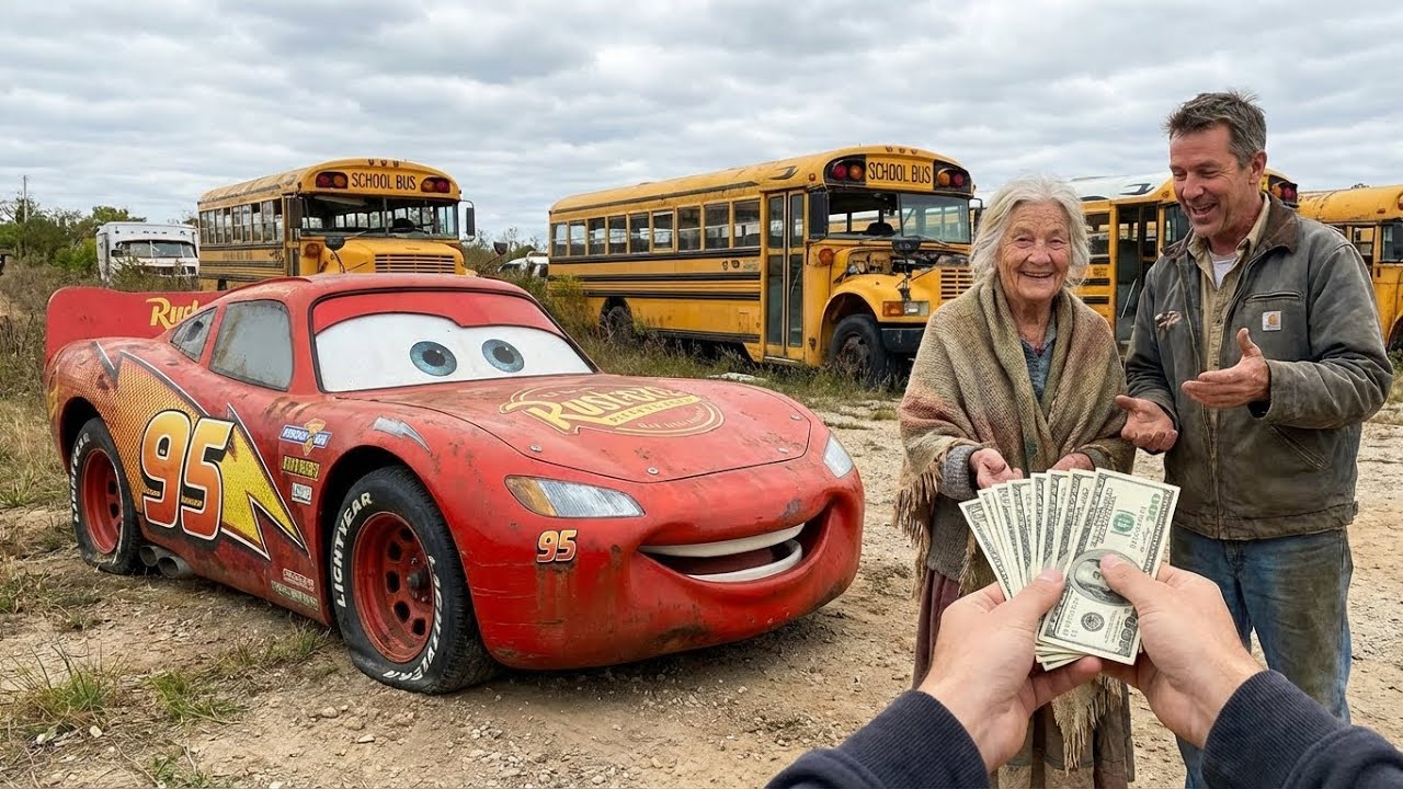 POV ASMR Car Restoration 2006 Lightning McQueen Left in Old School Bus ...