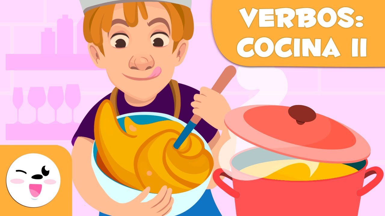 Los VERBOS de cocina para niños - Exprimir, pelar, rallar, hornear ...