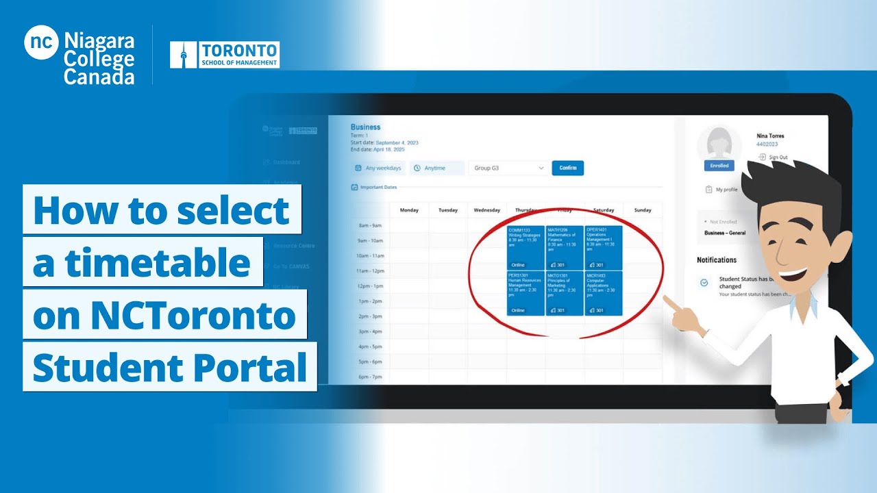 How to @ NCT: How to select a timetable on NCToronto Student Portal ...