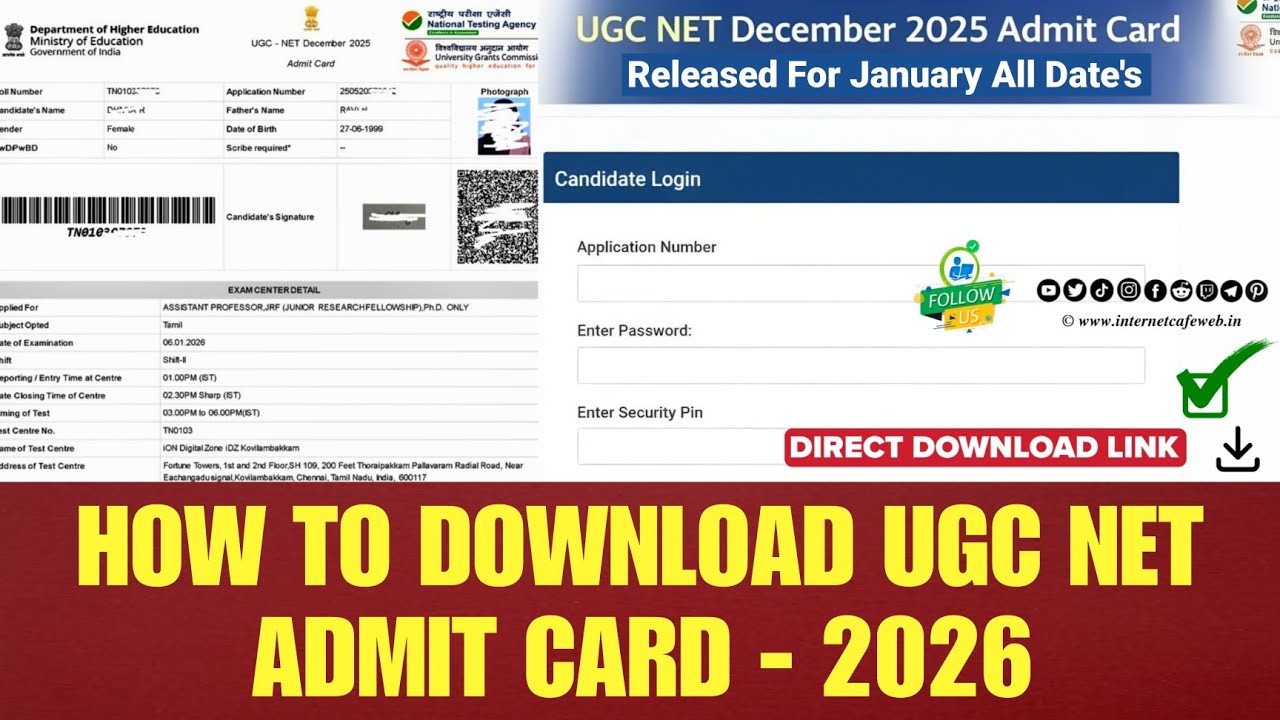 How to Download UGC NET Admit Card 2026 | UGC NET Hall ticket Download ...