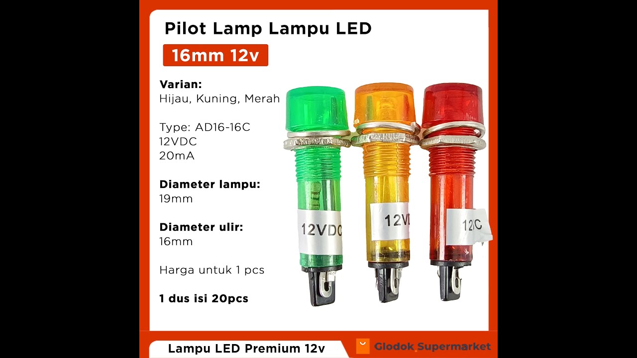 Pilot Lamp 10mm 220v AC Lampu LED Indikator M10 - YouTube