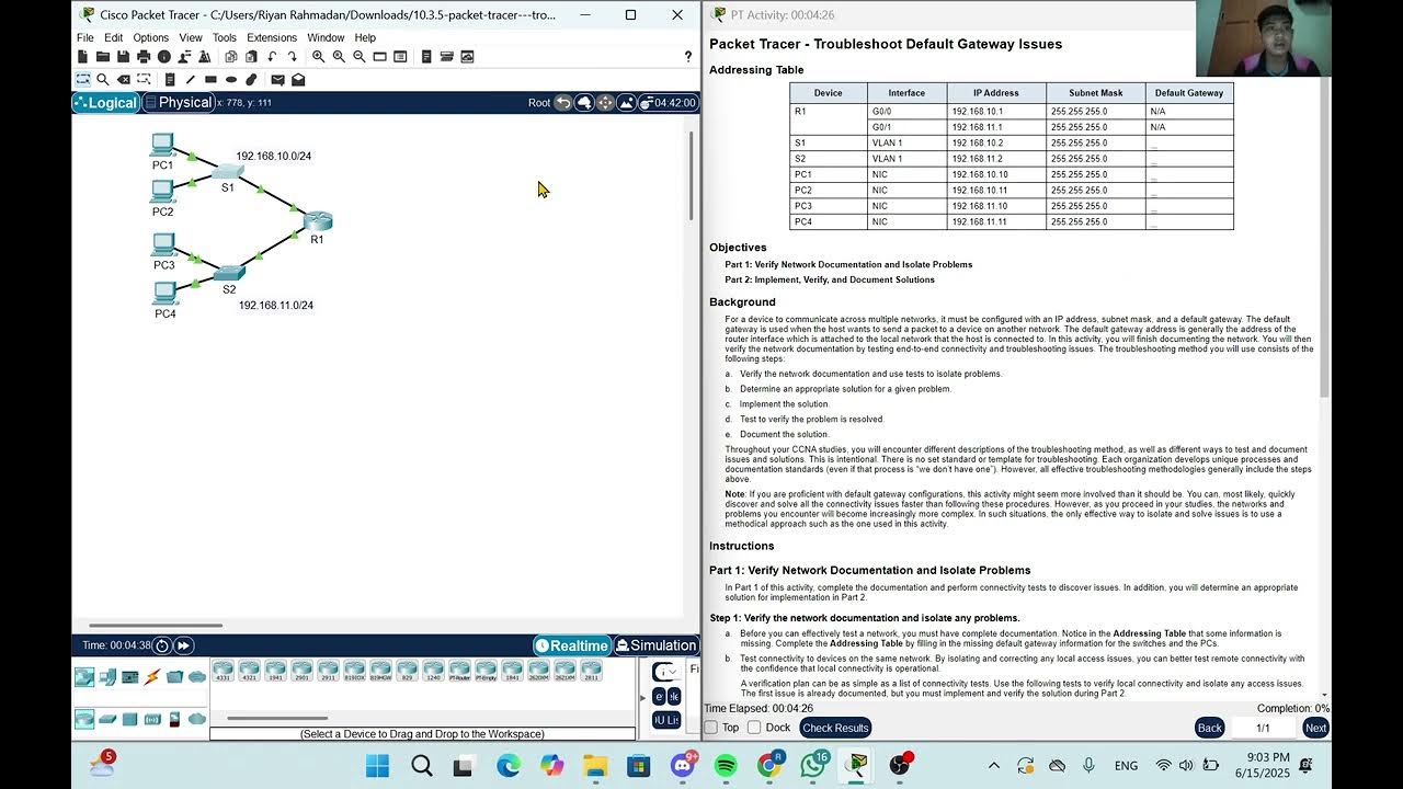 10 3 5 Packet Tracer Troubleshoot Default Gateway Issues - YouTube
