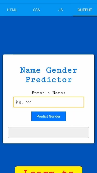 Create an Name Gender Prediction using Html CSS #shorts 🌸☺️#html - YouTube