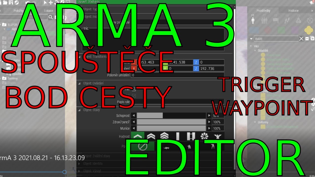ARMA 3 EDITOR TUTORIAL CZ - spouštěče a bod cesty // Triggers and waypoints - YouTube