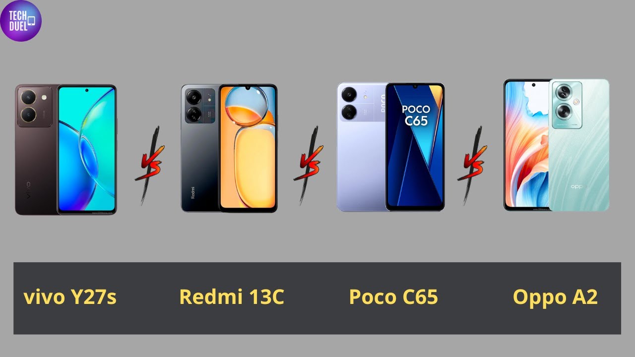 vivo Y27s vs Redmi 13C vs Poco C65 vs Oppo A2. Full latest specs. - YouTube
