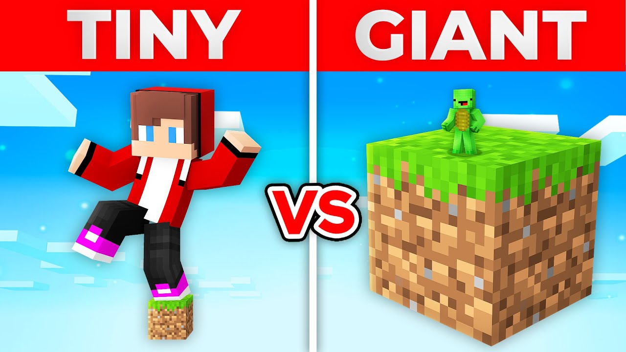 JJ And Mikey TINY vs GIANT One Block SURVIVAL BATTLE in Minecraft Maizen - YouTube
