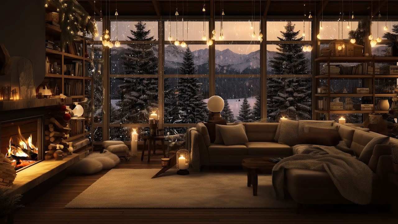 Cozy Wooden Room Ambience with Rain Sounds and Fireplace for Relaxing ...