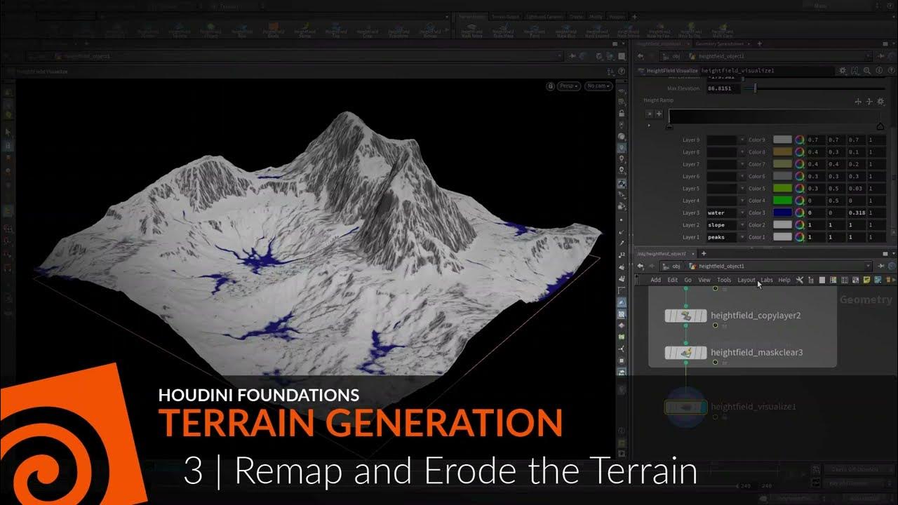 Houdini Foundations: Terrain 3 | Remap and Erode the Terrain - YouTube