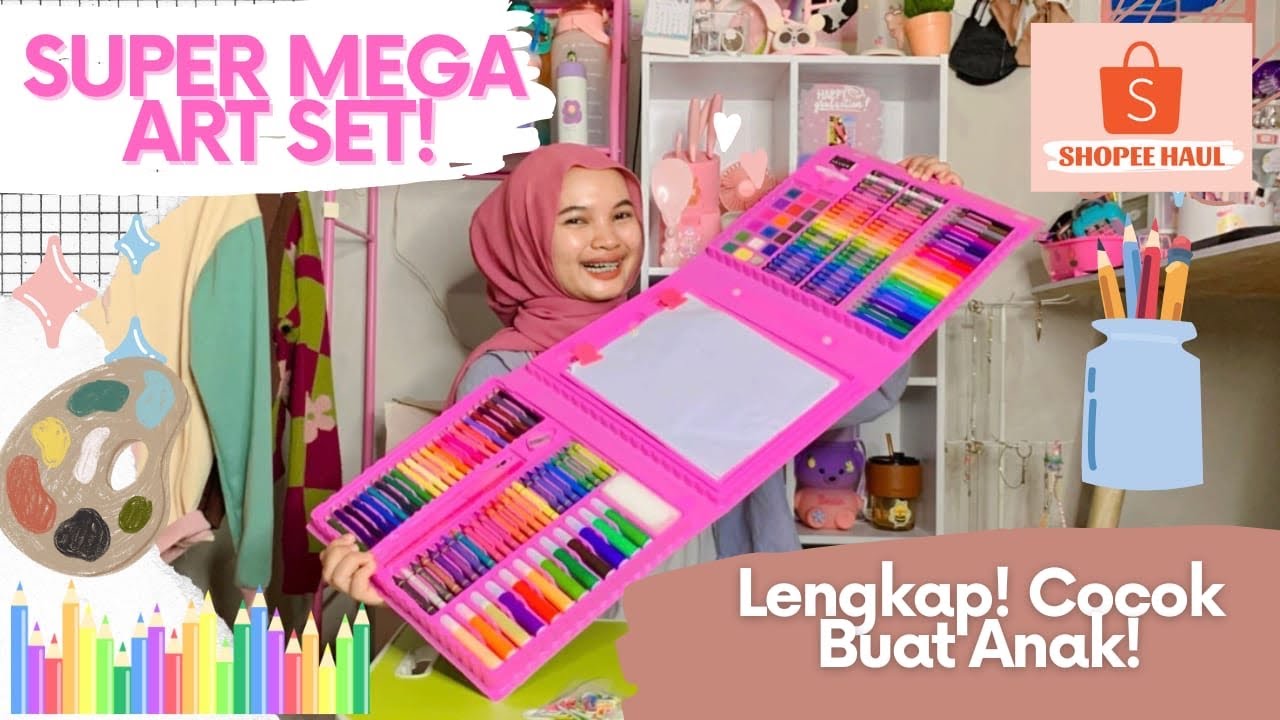 Shopee Haul! UNBOXING SUPER MEGA ART SET! Murah & Lengkap!! - YouTube