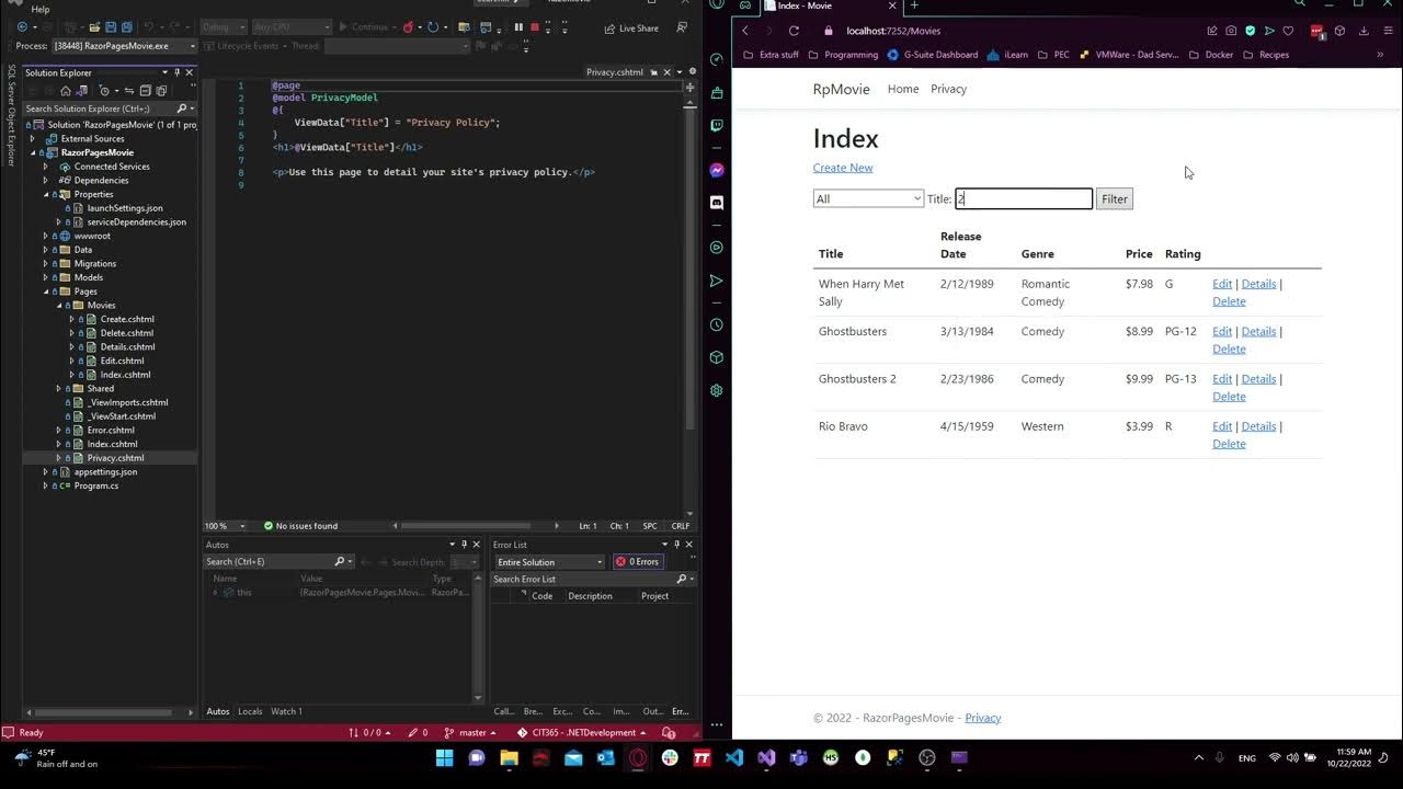CIT 365 - .NET Development Razor Pages Tutorial (Microsoft) Demo - YouTube