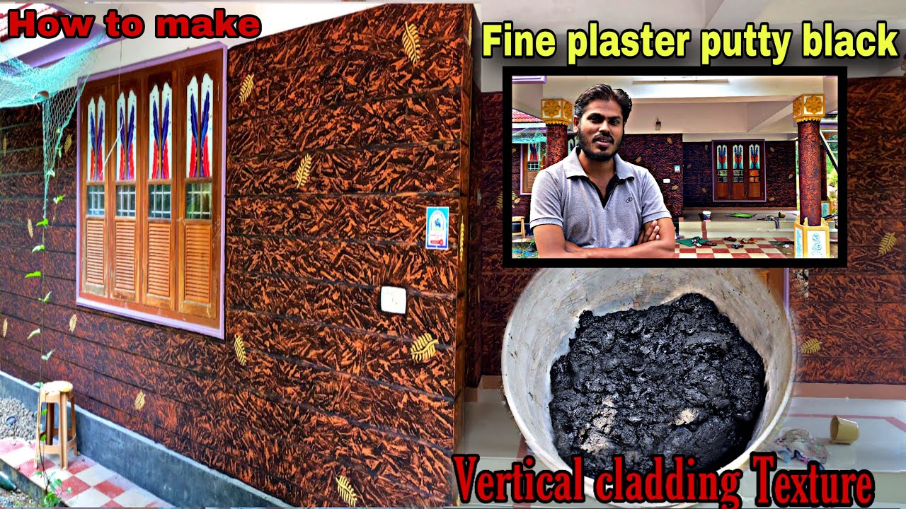 Fine plaster putty texture with rustic leaf stencil for out side walls ...