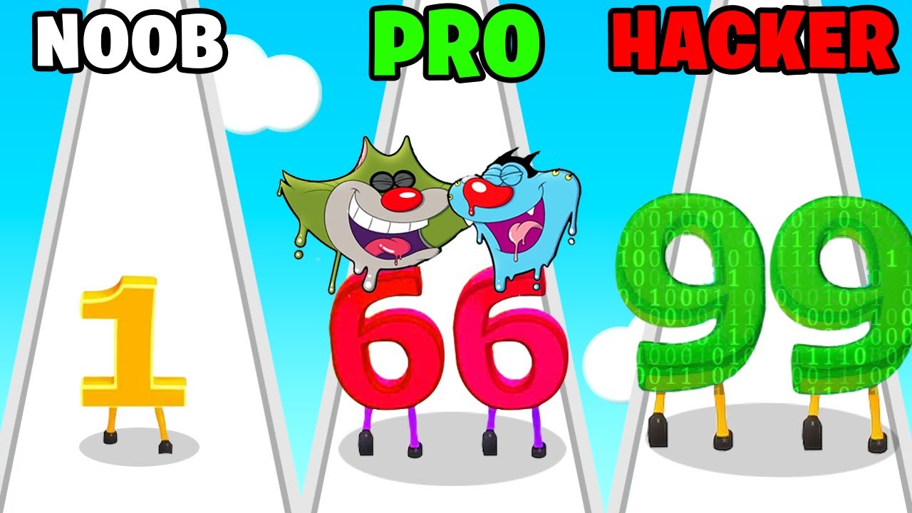 Noob Vs Pro Vs Hacker Digit Run With Oggy And Jack Rock Indian