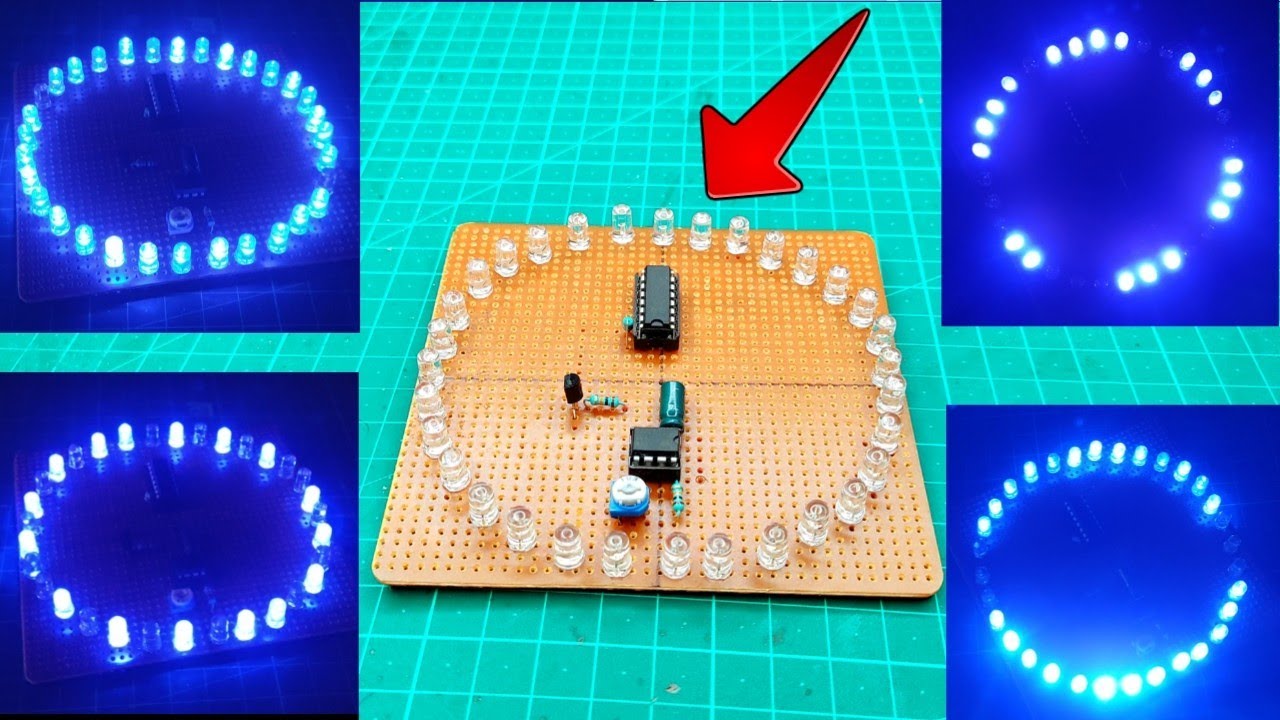 LED chaser round shape (32 LEDs Round shape LED chaser using 74HC595 ...