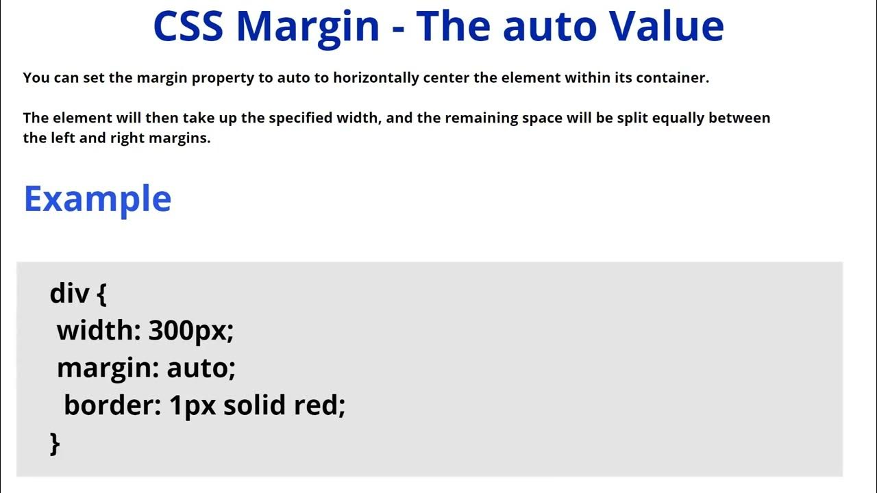 CSS - Margin auto value | Margin Auto Explained | #css #36 - YouTube