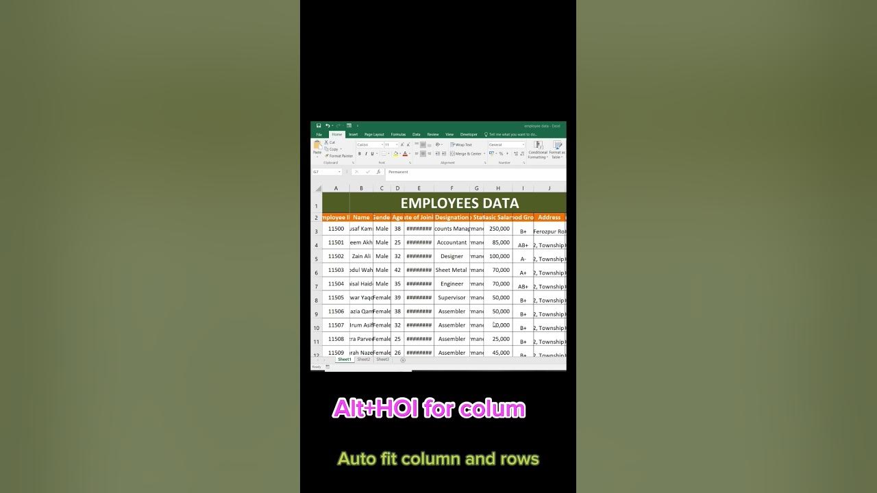 Excel Tips auto fit Rows and column #excel #exceltutorial #excelforbegginers #excelshorts# ...