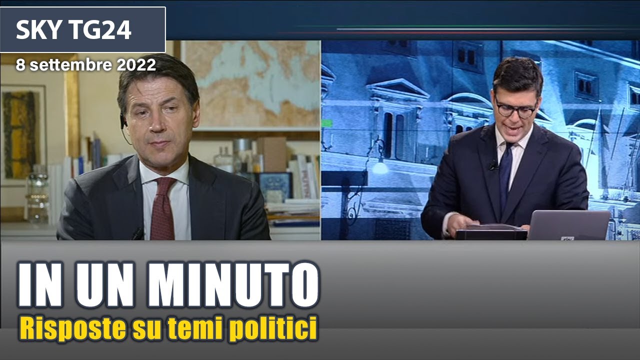 Giuseppe Conte a Sky Tg24 in un minuto sui temi politici - YouTube
