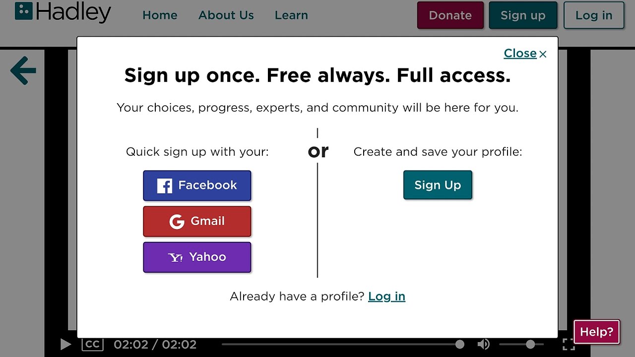 Hadley Website Walkthrough: How to Sign Up - YouTube