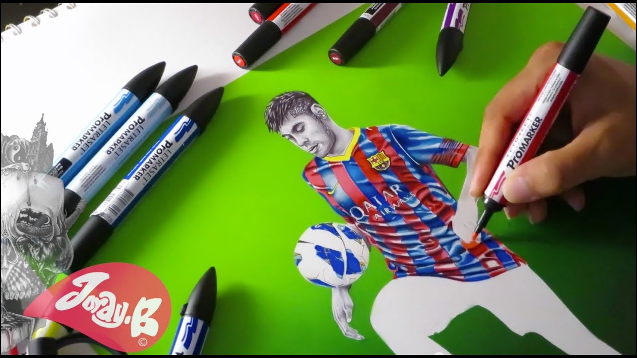 How to draw Neymar Jr ⚽️ Barcelona F.C - YouTube