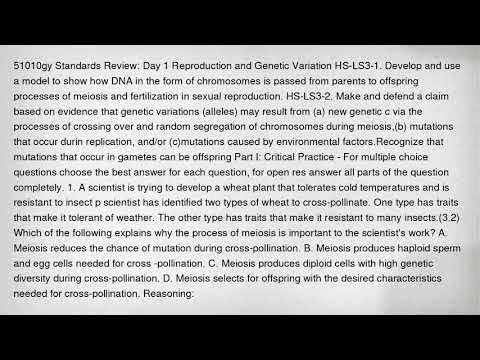 51010gy Standards Review: Day 1 Reproduction and Genetic Variation HS ...
