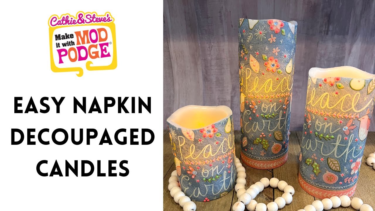 Holiday Flameless Candles made with Napkins and Mod Podge - YouTube