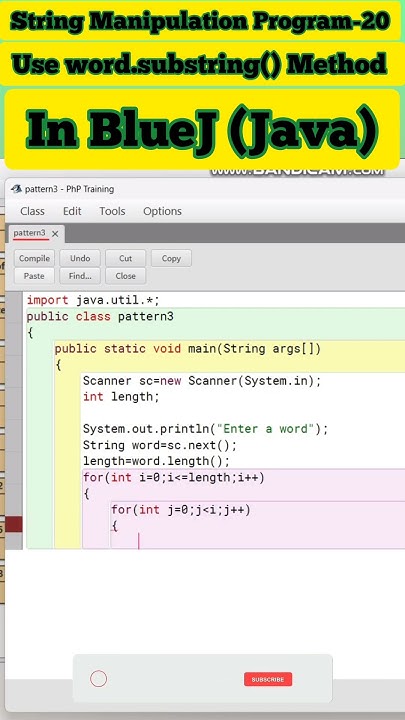 Learn word.substring() Function in BlueJ lI String Manipulation Program-20 ll #bluej ll #java ll ...