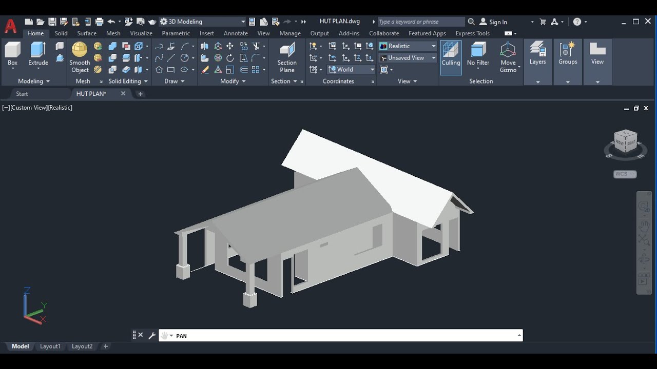 3d hut in auto cad.#autocad #cad #youtubeshorts #youtube #3d #hut # ...