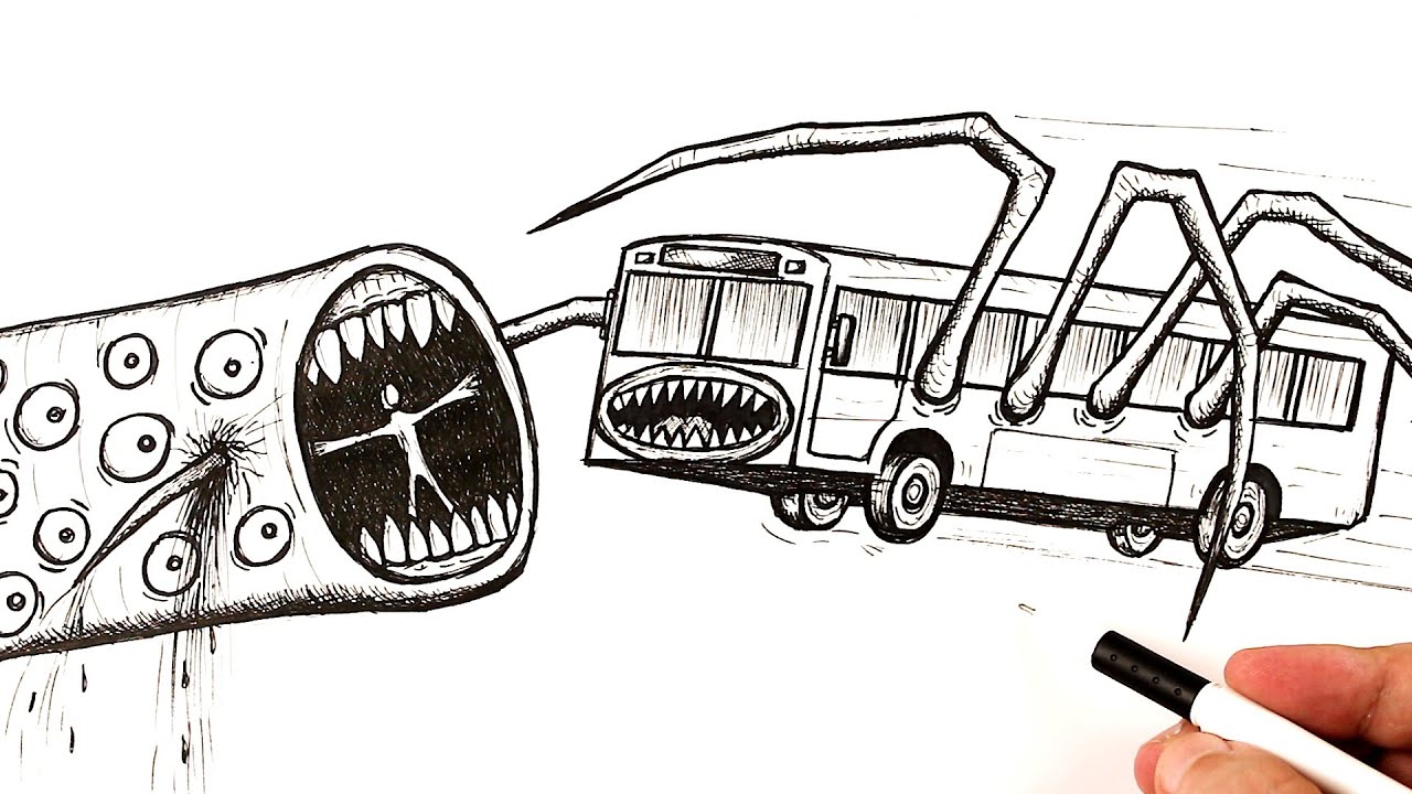 How to draw a Bus Eater attacking Train Eater - YouTube